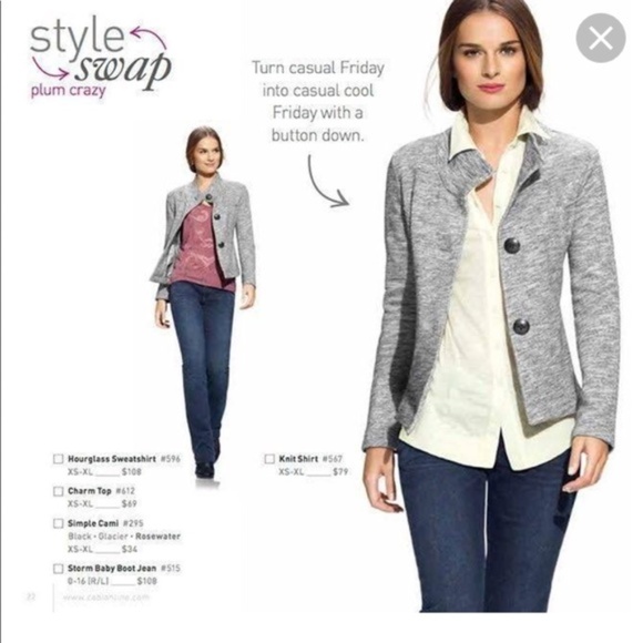 CAbi | Jackets & Coats | Cabi 596 Button Fleece Grey Sweatshirt Jacket ...